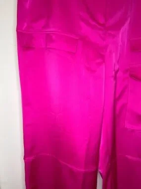 Pants & Jumpsuits | Nwt Hot Pink Satin Cargo Pants Xxl Wide Leg ...